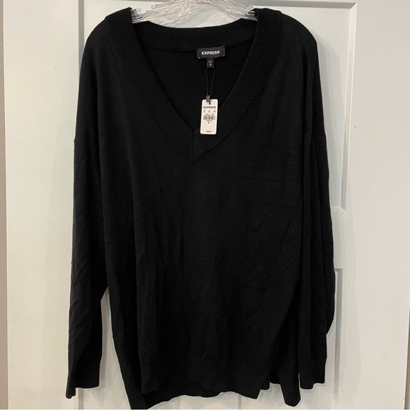 Express | Sweaters | Nwt Express Black Vneck Sweater | Poshmark
